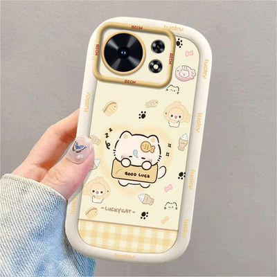 鱼小猫适用华为麦芒40手机壳 TYH651M-02全包ins风防摔软胶补妆镜卡通保护套潮牌支架女款精孔挂绳软壳带支架