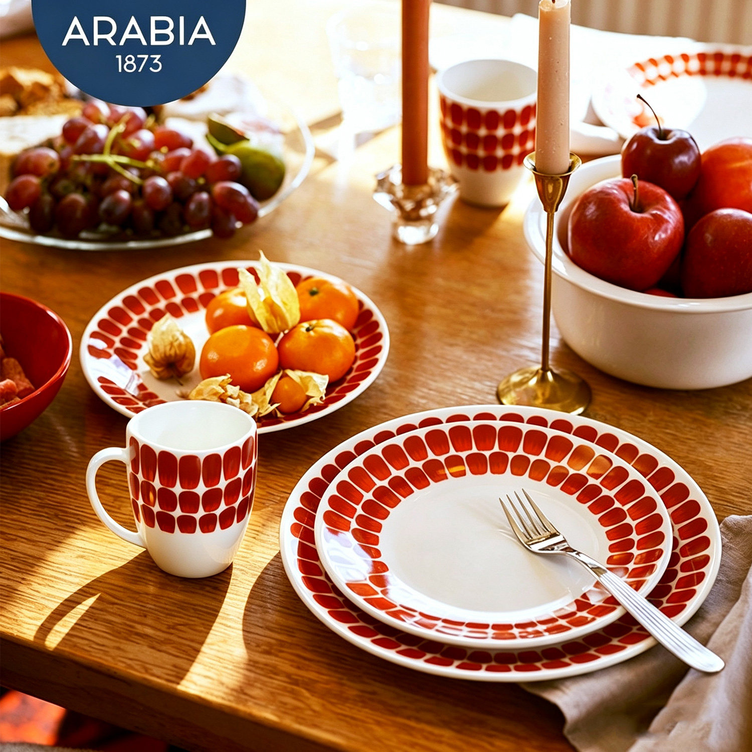 芬兰进口Arabia复古红色24小时Tuokio马克杯陶瓷咖啡杯北欧餐具