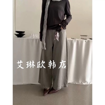 卡蔓QZX12022秋款新复古做旧水洗牛仔裤女高腰显瘦阔腿裤