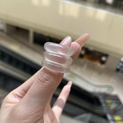 马料白冰料指环马达加斯加玉髓戒