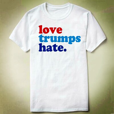 LoveTrumpsHate个性上衣上衣DIYTeeT-ShirtT恤