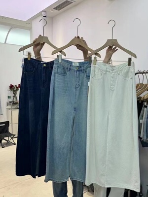 牛仔半身裙中长裙开叉