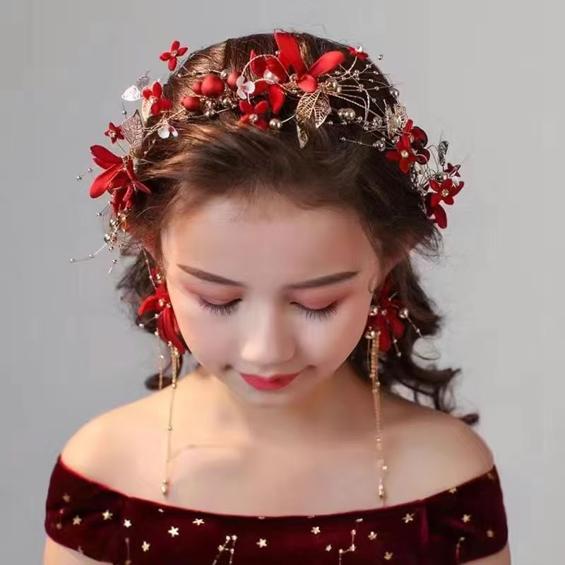儿童头饰公主发夹珍珠流苏女童超仙头饰韩版走秀演出表演头饰