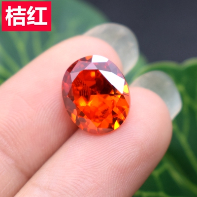 diy桔红色镶嵌蛋形主石裸钻吊坠