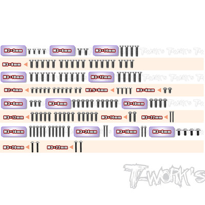 T-Work's AE RC10 B7.1D钛合金全车螺丝镀钛金钢制12.9级UFO头