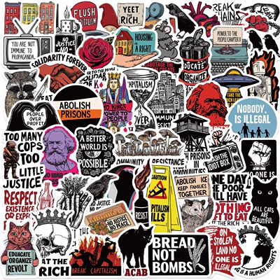 50张卡通激进主义文字卡通贴画