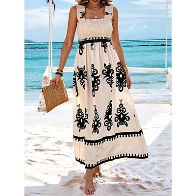 Beach skirt resort-style print wrap dress 度假风格印花连衣裙