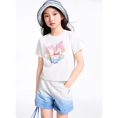安奈儿女童夏装速干短袖T恤
