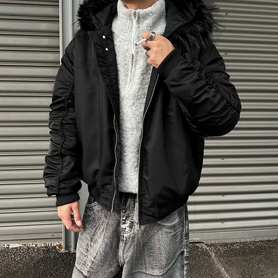 MA1可拆毛领飞行棉服短款夹克