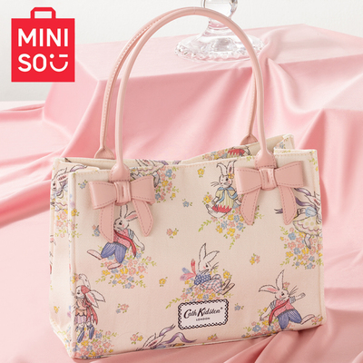 MINISO花园工坊粉色花簇手提包