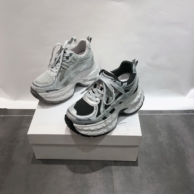 LFR真皮网厚底增高老爹鞋女2026春季新款百搭休闲板鞋透气运动鞋