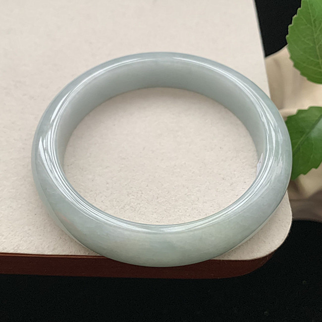 缅甸翡翠手镯A货60MM手镯浅蓝调晴水蓝水润玉手镯女款珠宝