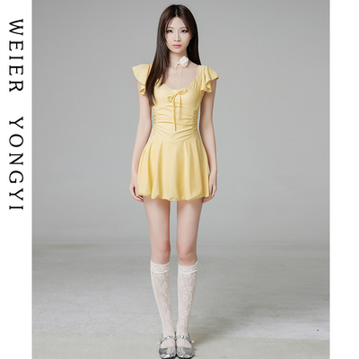 泳衣女保守遮肚小胸聚拢温泉泳装