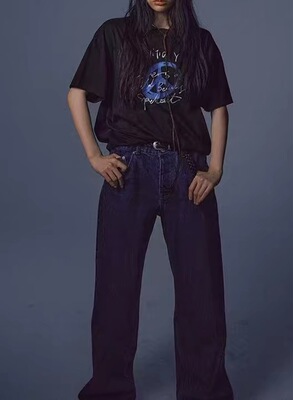 现SPELL*2026秋季新品宽松牛仔喇叭裤复古休闲长裤韩版裤子女