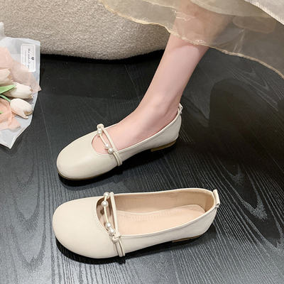 2023年夏季新款浅口平底仙女适合搭配小裙子的单鞋女温柔风豆豆鞋