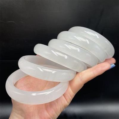 天然正品玉手镯阿富汗白玉镯子女白色玉手镯窄版玉手镯白玉白月光