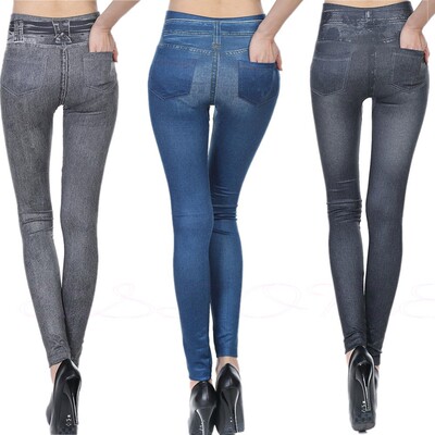 Thin buttocks tights placket button small leg leggings jeans