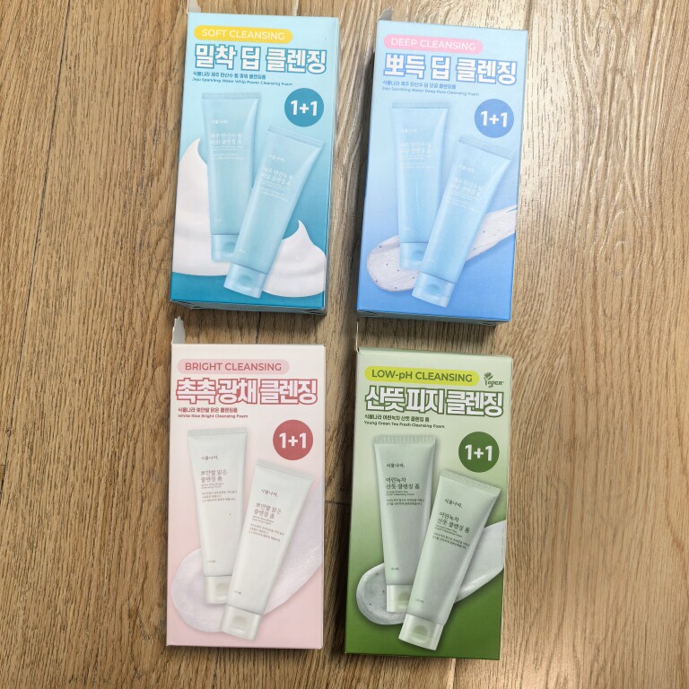 韩国Shingmulnara植物王国大米绿茶洗面奶120ml蓝色洗卸合一150ml