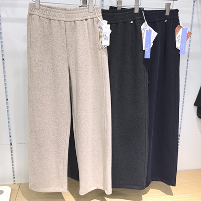 天幕之恋7658女士高腰糯米裤女秋冬松紧腰加厚垂感直筒裤休闲长裤