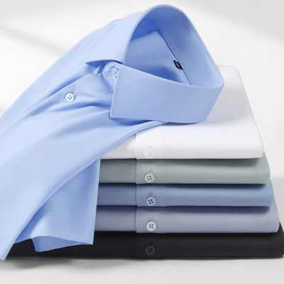 D900夏季短袖衬衫品质男装桑蚕丝行政商务休闲上衣职业装开衫衬衣