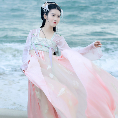 原创绣花六米摆汉服超仙齐胸襦裙