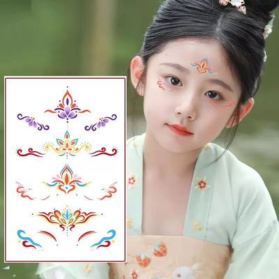 儿童表演眉心贴女孩节日表演汉服古风眼尾贴新款彩色额头贴纹身贴