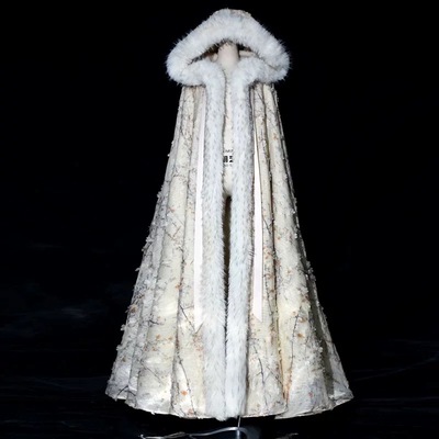 子爵秋色【一树梨花】汉服斗篷披肩长款加厚狐狸毛披风国风外套冬