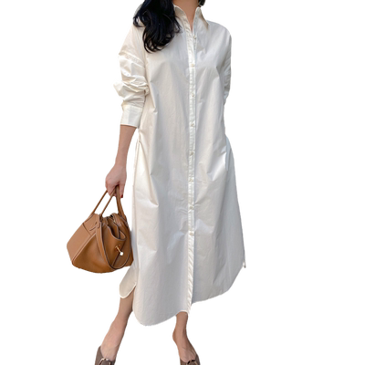 小众设计感长款到脚踝长袖衬衫女