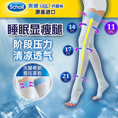 日本Dr.Scholl爽健MediQttO显瘦腿袜居家孕妇长筒高筒睡眠压力袜