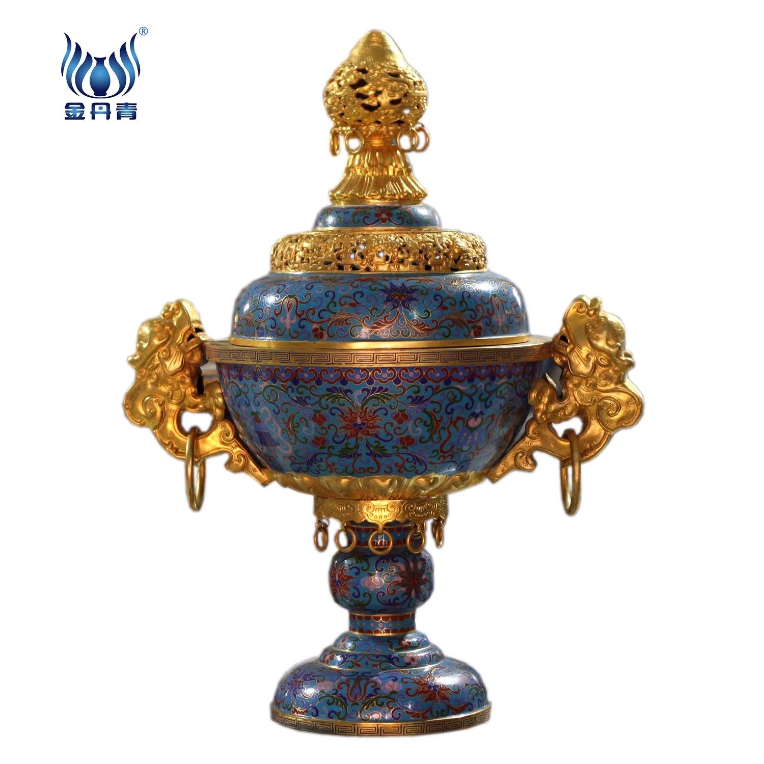 《金丹青》手工胎掐丝珐琅景泰蓝香炉纯紫铜大碗薰香炉艺术品摆件