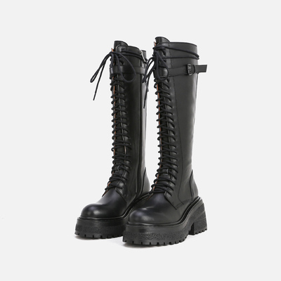 骑士厚底长筒靴松糕英伦风