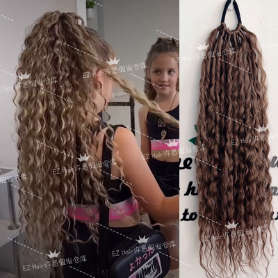 时尚假发缠绕式马尾卷发哑光头绳发圈优质高马尾Ariel ponytail