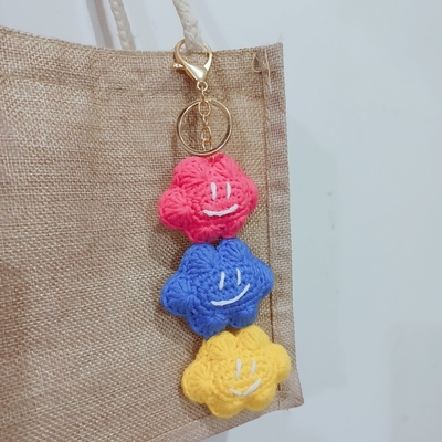 彩色云朵钩织钥匙扣卡通定制bkpp