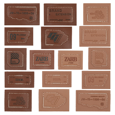 棕色皮革补丁牛仔裤修补破洞装饰