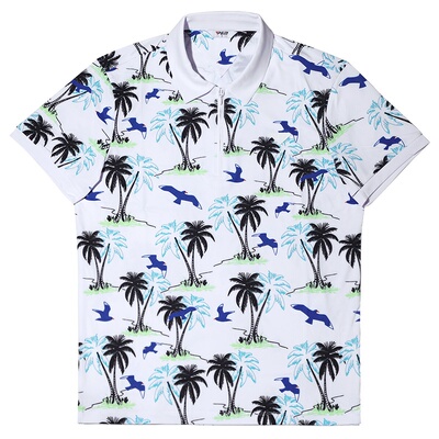 PGM高尔夫服装男装夏季海岛风短袖t恤球衣速干弹力上衣polo衫