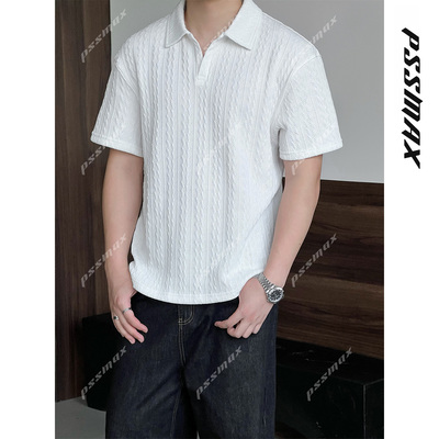 【现货】胖俗俗 PSSMAX【针织麦穗纹】 2025夏季新款翻领短袖T恤