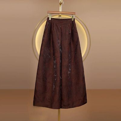 浮光锦复古高腰阔腿直筒女长裤