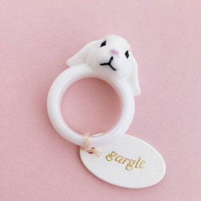日本gargle原版原创设计手工手作兔子戒指垂耳兔贴耳兔戒指