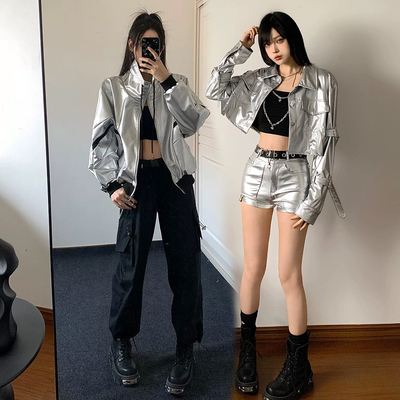 嘻哈朋克机车银色未来舞台演出服