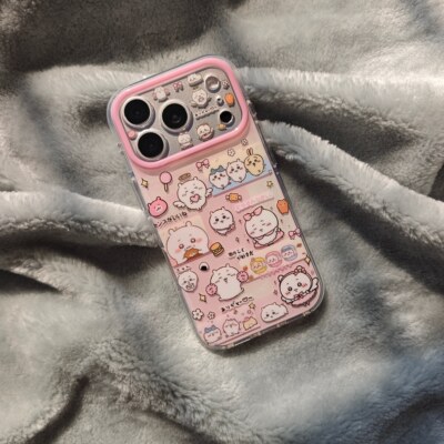 粉色拼接chiikawa吉伊卡哇手机壳
