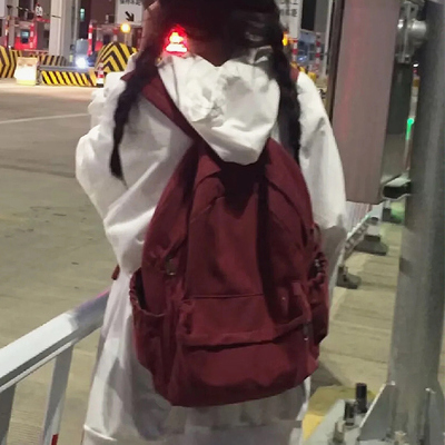 日系ins书包女简约纯色高中大学生双肩包初中生森系百搭宝藏背包