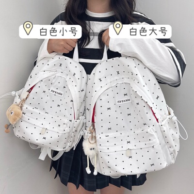 高颜值波点蝴蝶结背包少女日系初高中学生书包女大学生旅行双肩包