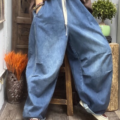 MD 239 夏季新品浅蓝色弯刀裤休闲百搭简约女牛仔裤 臀围124长102