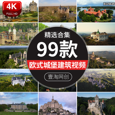 国外复古古典城堡庄园宫殿古堡欧式建筑风景观航拍短视频剪辑素材