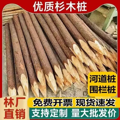 尖头木桩打桩立柱户外河道工程定点围栏园林绿化树木支撑杆杉木桩
