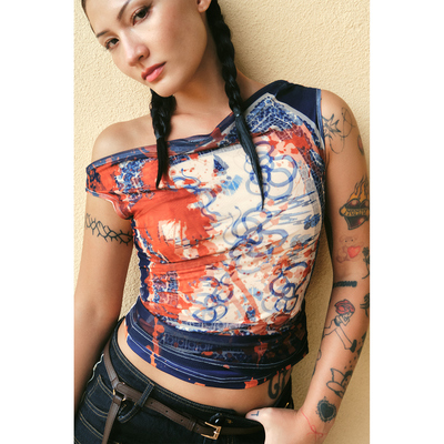 氛围感辣妹修身复古小众短上衣