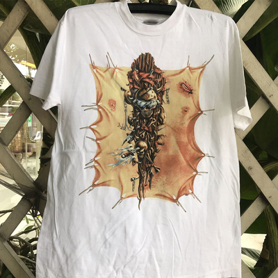 短袖T恤OS风小领口男女金属乐队