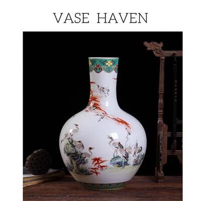 宋代美学珐琅彩浮雕高端大气花瓶