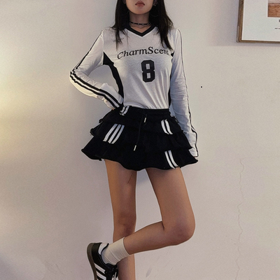 美式复古辣妹风多层拼接蛋糕裙