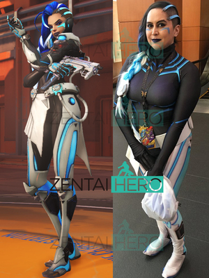 新款游戏服 Sombra 守望先锋黑影 赛博骇客皮肤Cosplay连体紧身衣